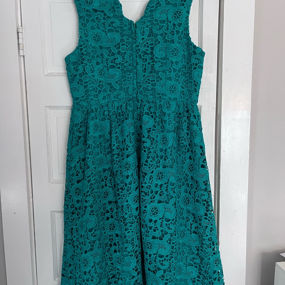 Modcloth Emerald Green Lace Crochet Midi Dress Scallo… - Gem